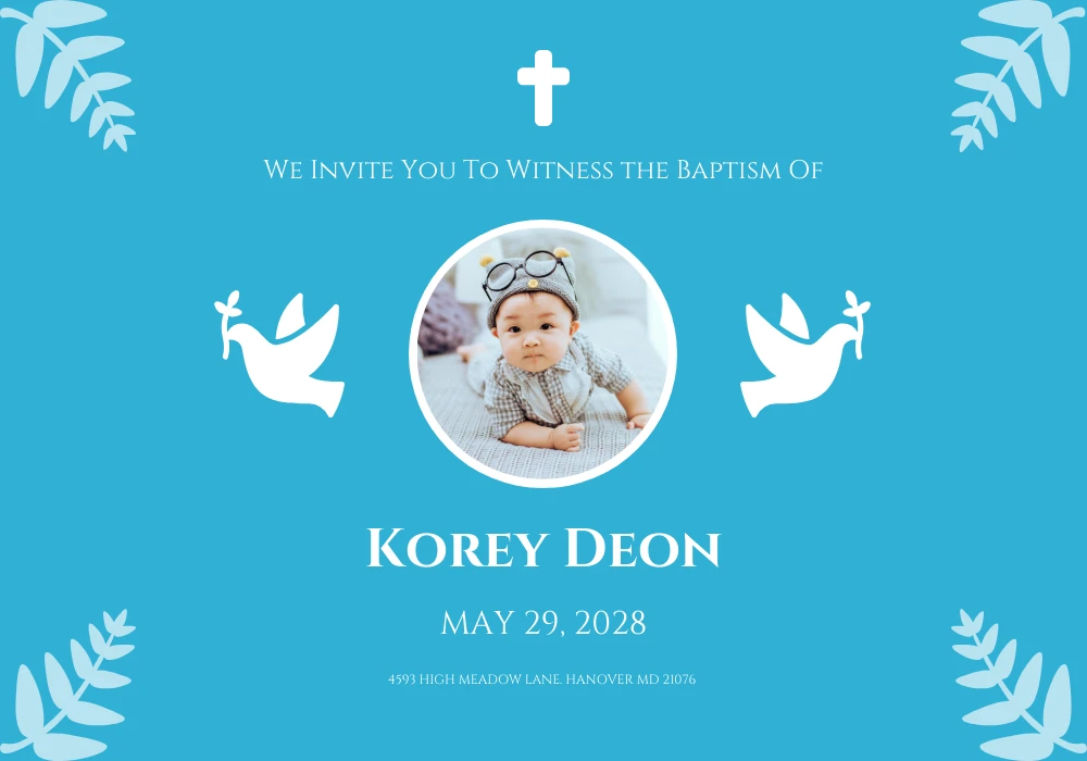Blue and White Simple Baptism Card - Venngage