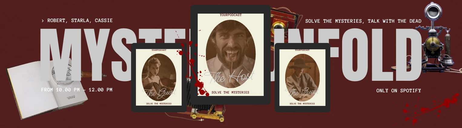 Red Mystery Podcast Youtube Banner - Venngage