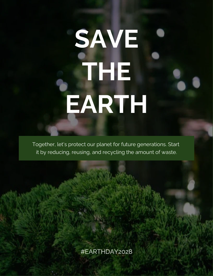 Blur Background Save the Earth Poster Template - Venngage