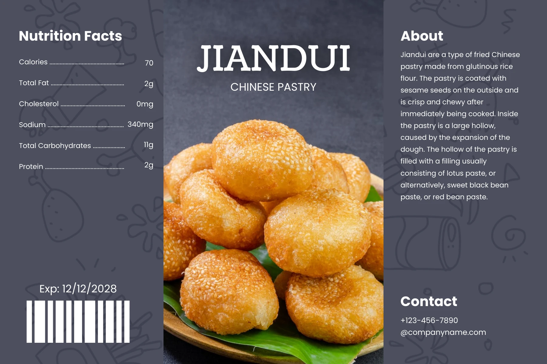 Grey Modern Illustration Pattern Food Label - Venngage