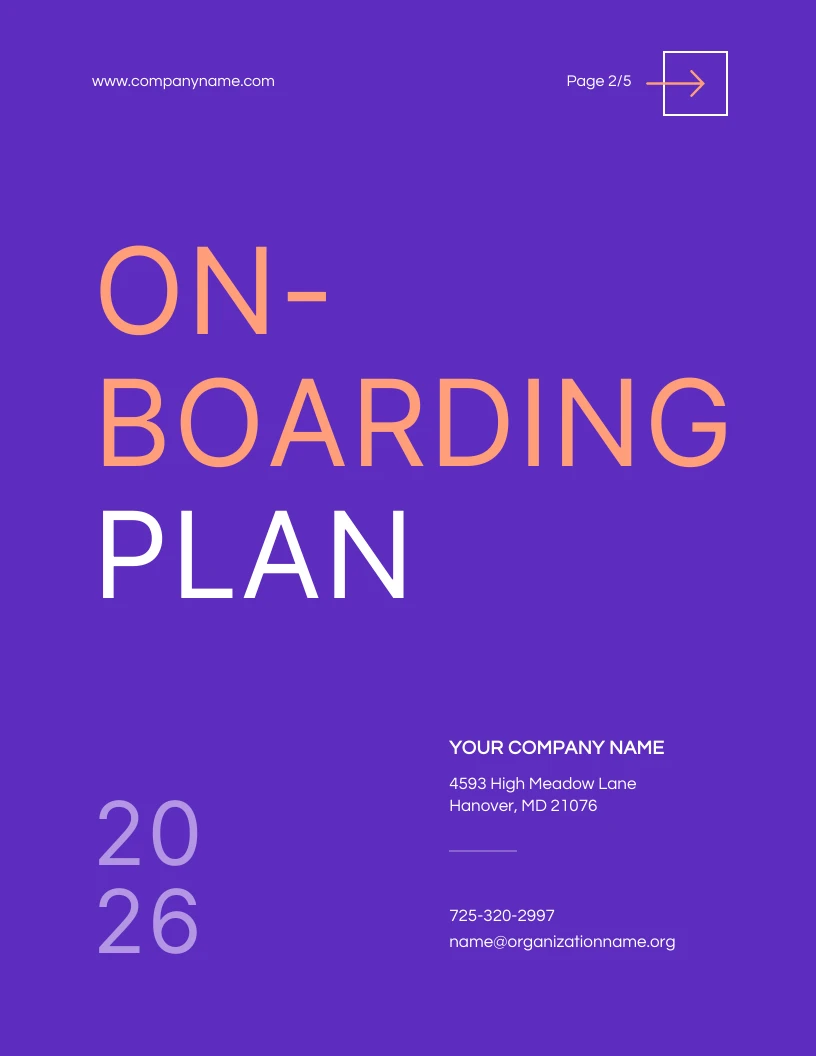 White Purple Orange Onboarding Plan Template - Venngage