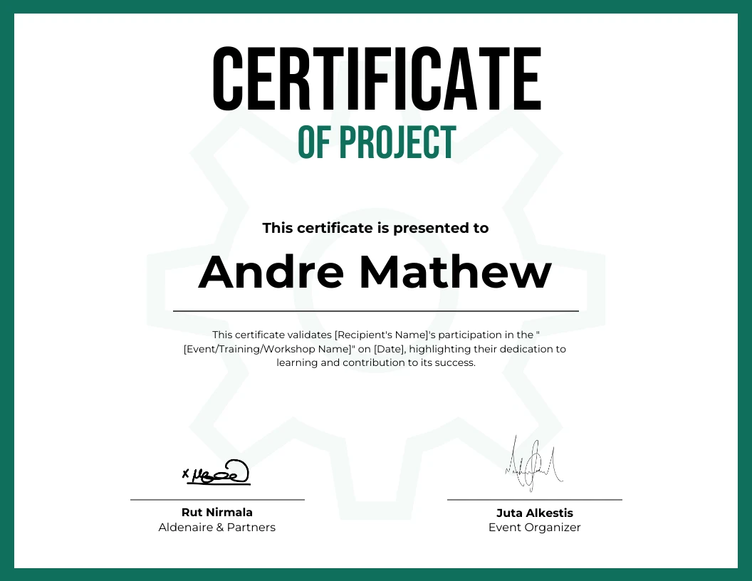 White Green Simple Project Certificate Template - Venngage