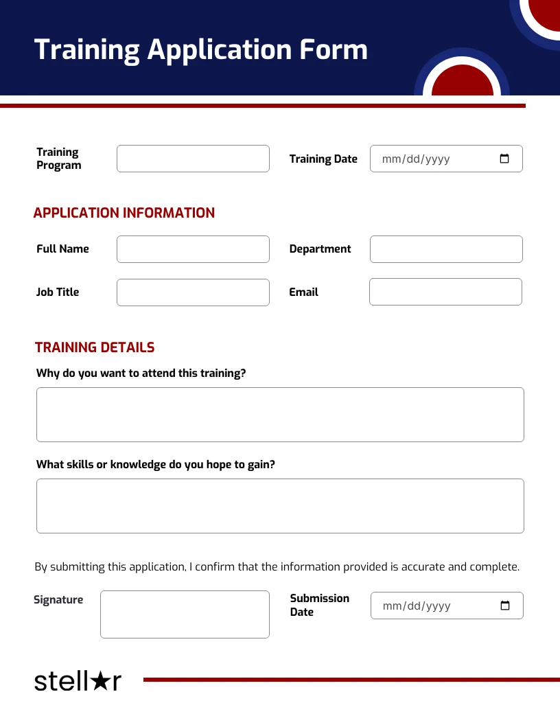 Blue and Red Simple Application Form - Venngage