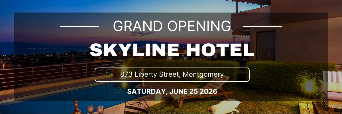 Transparant Grand Opening Hotel Banner - Venngage