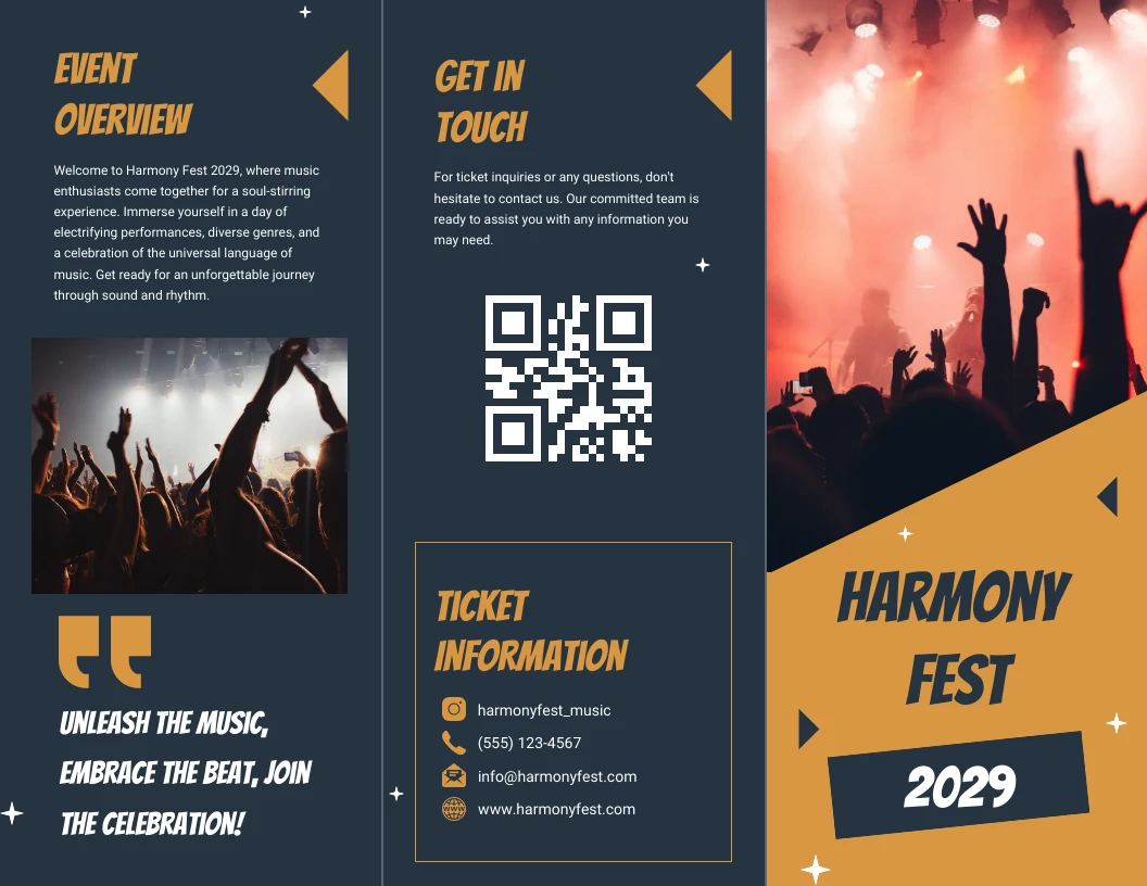 Music Event Trifold Brochure Template - Venngage