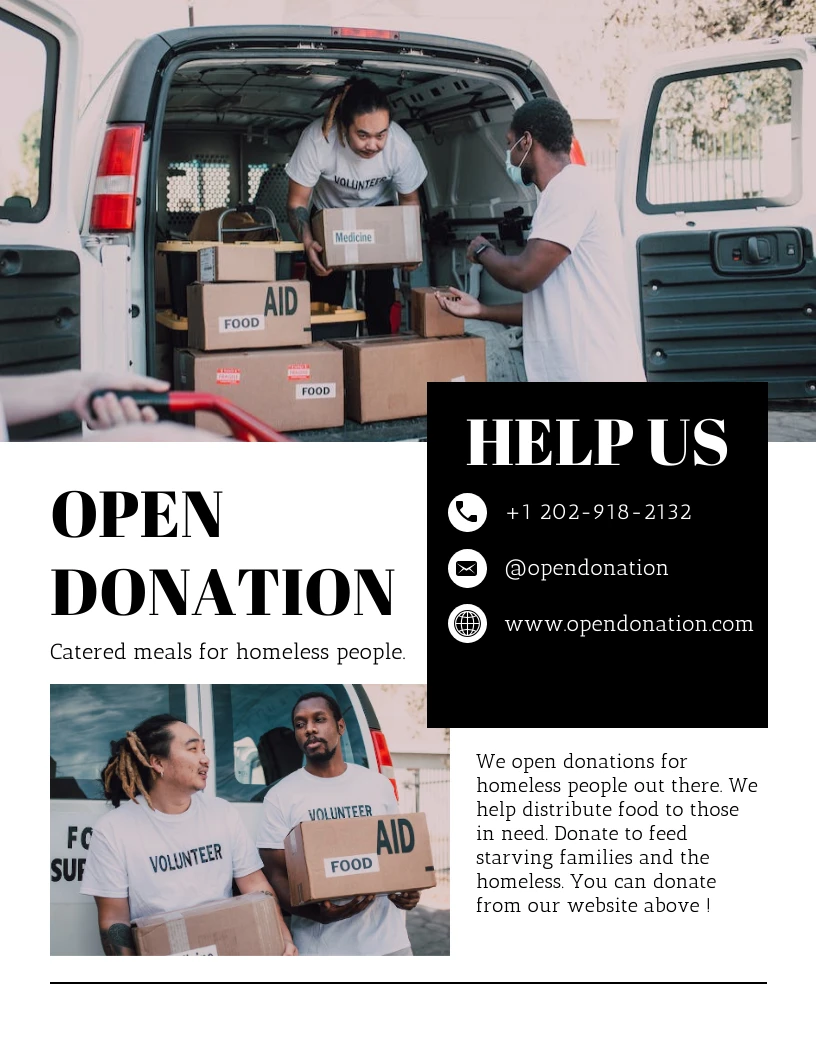 Open Donation Flyer Template - Venngage