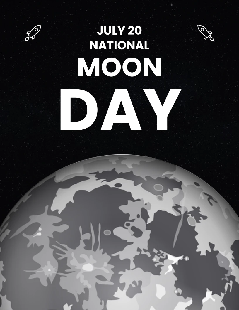 Black Cool National Moon Day Poster - Venngage