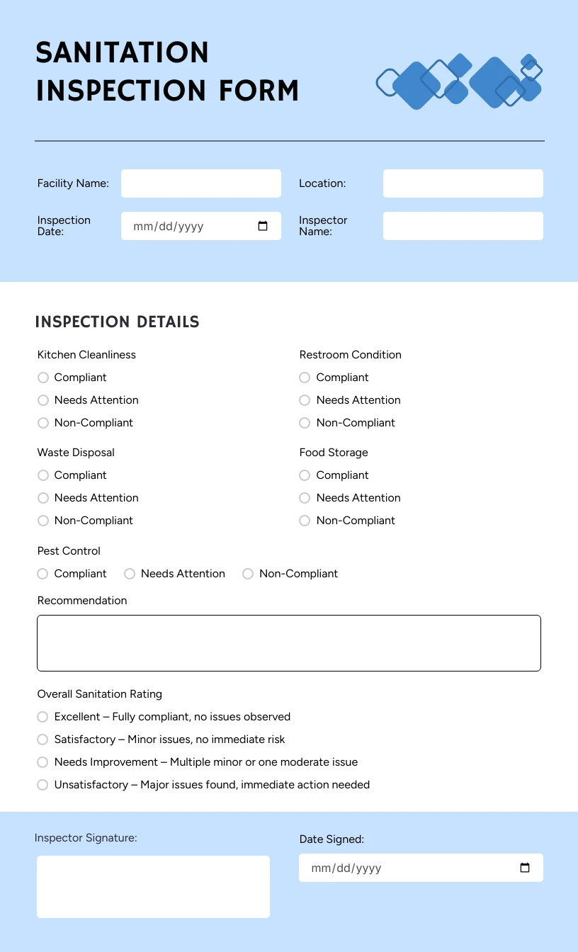 Minimalist Inspection Form Template - Venngage