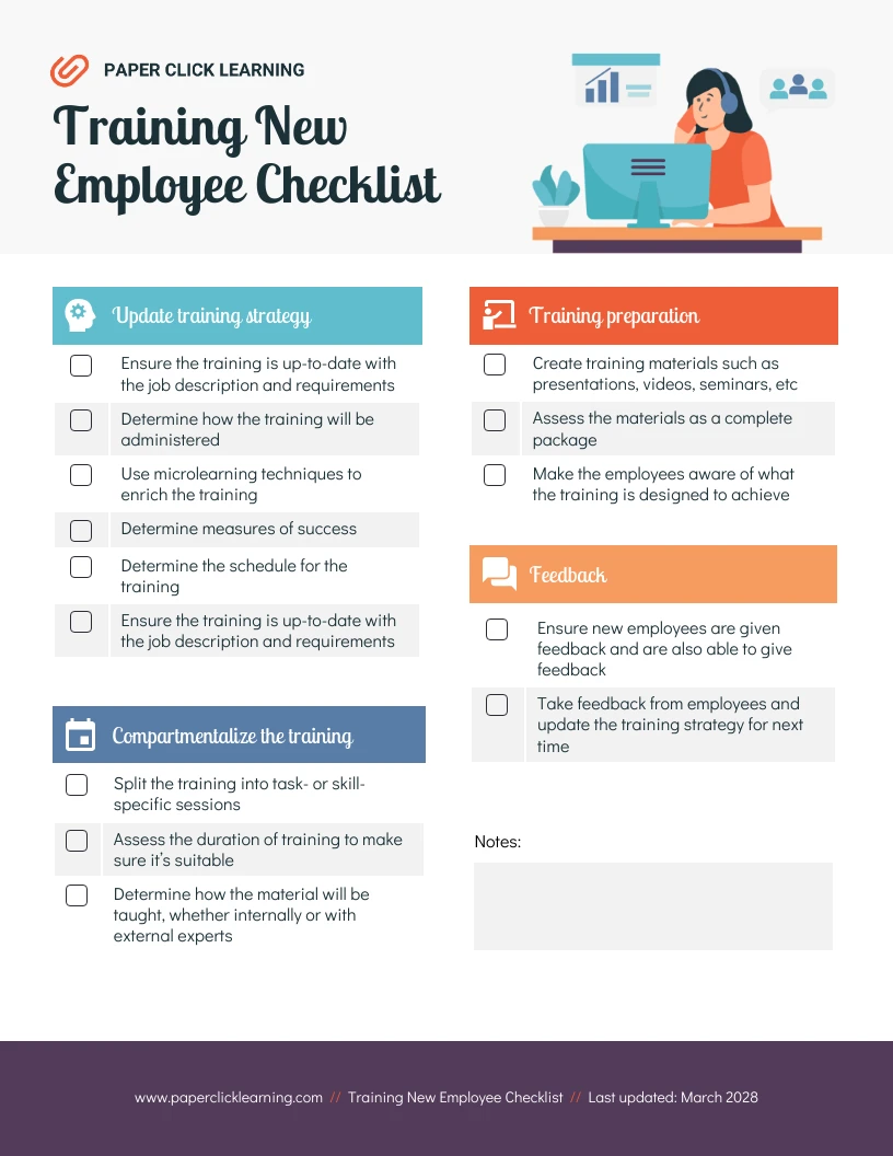 Training New Employee Checklist Template - Venngage
