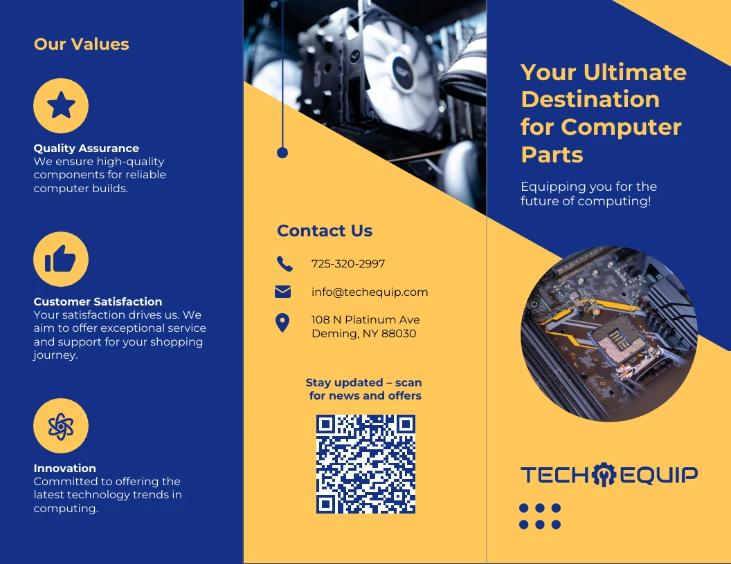 Blue Yellow Product Tri-fold Brochure Template - Venngage