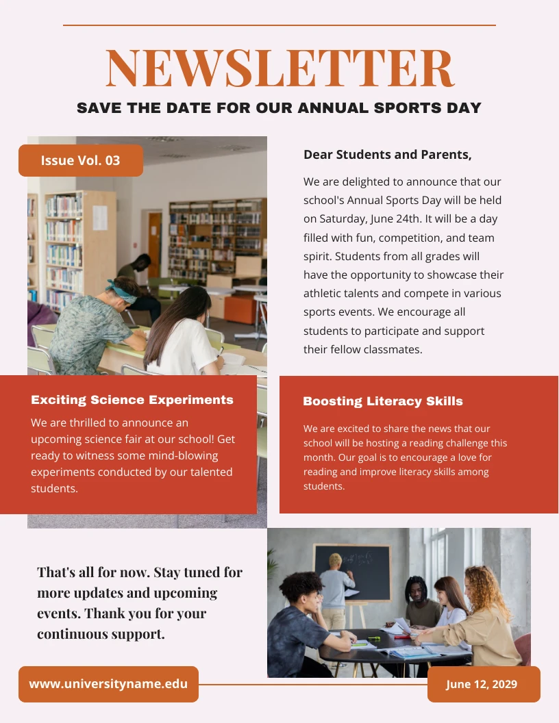 Red Violet White Classroom Newsletter Template - Venngage