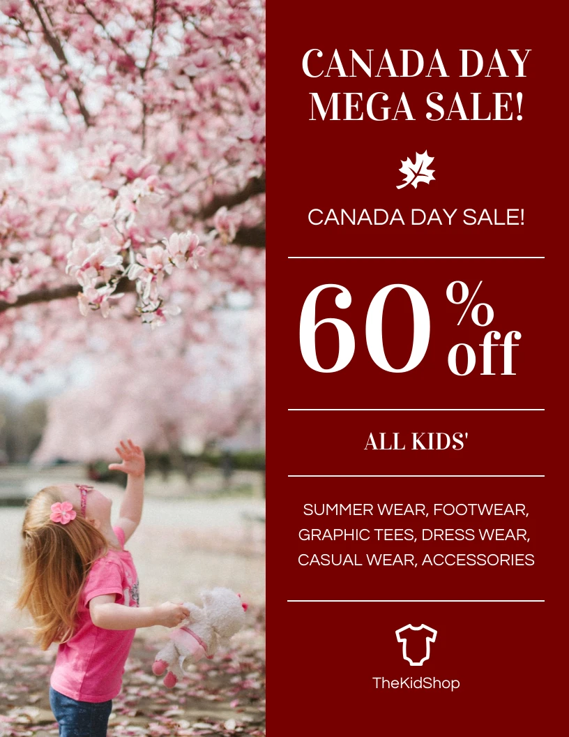 Canada Day Mega Sale Flyer Template - Venngage