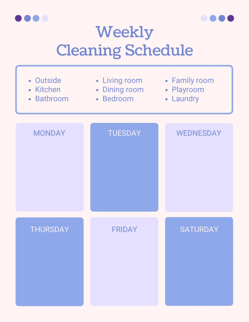 Light Cream Simple Weekly Cleaning Schedule Template Venngage