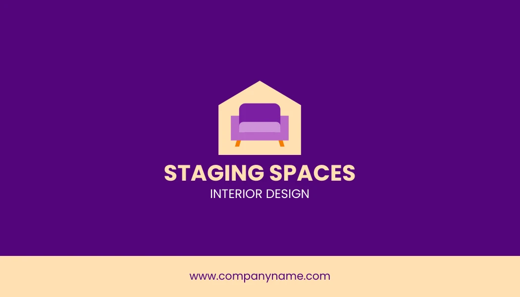 Dark Purple And Yellow Simple Interior Design Business Card - Venngage