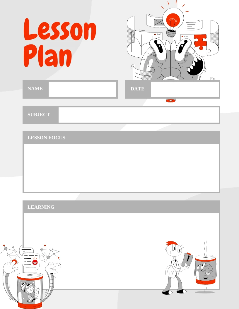 Grey Red Lesson Plan Template - Venngage