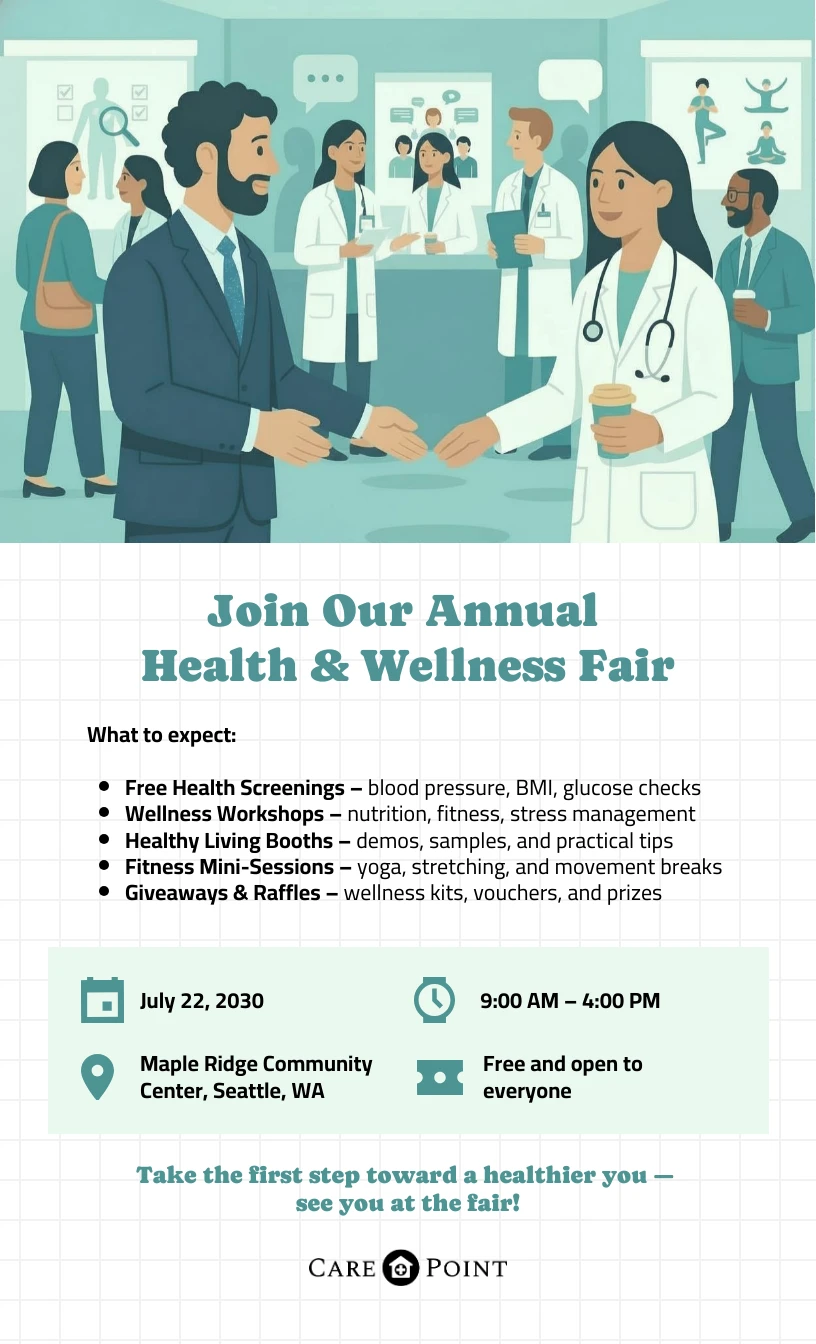 Health and Wellness Fair Flyer Template - Venngage