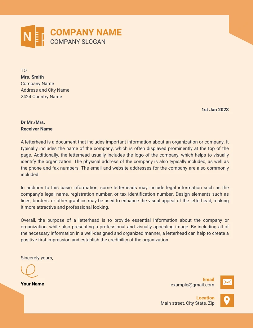 Light Orange Monochrome Modern Creative Letterhead Template - Venngage