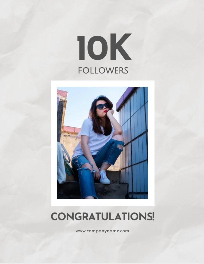 Beige Simple Texture Congratulations 10K Followers Poster - Venngage