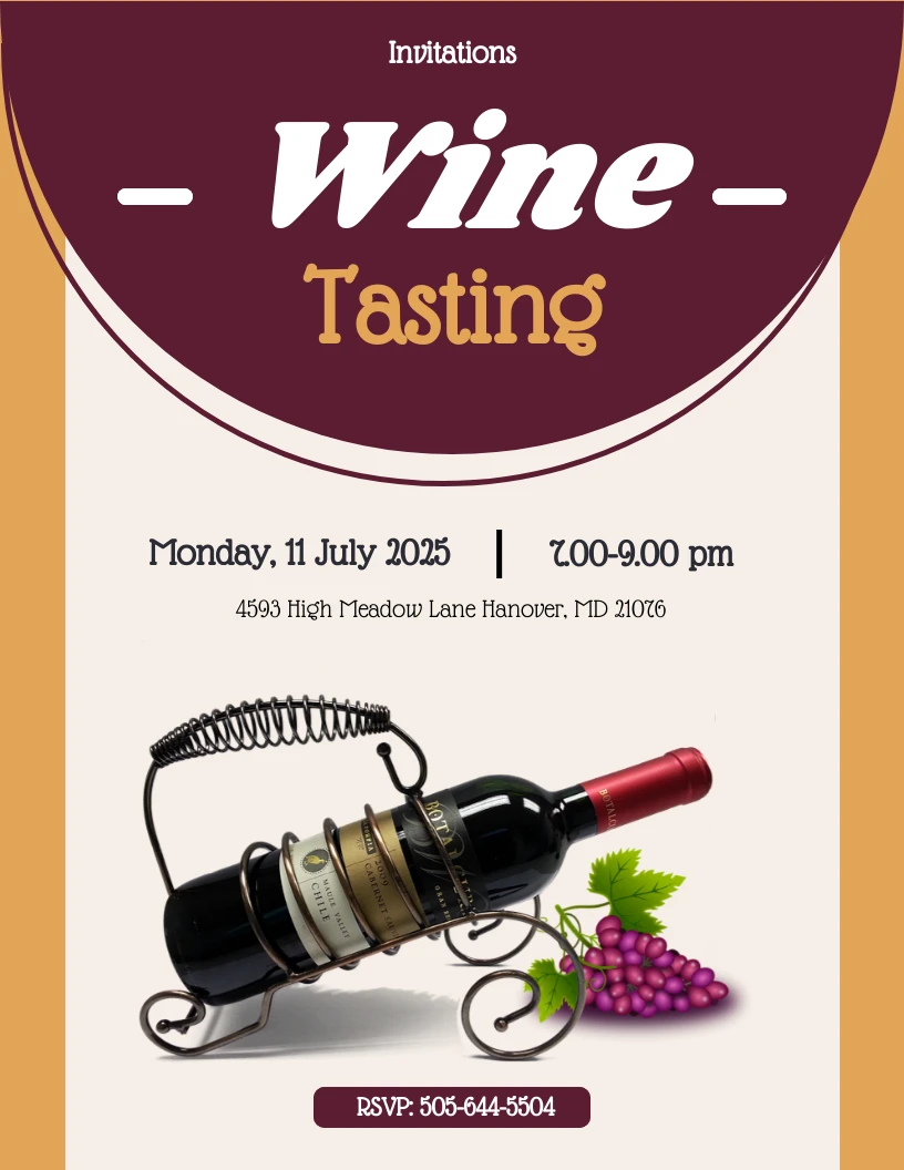Maroon And Cream Wine Tasting Invitation - Venngage
