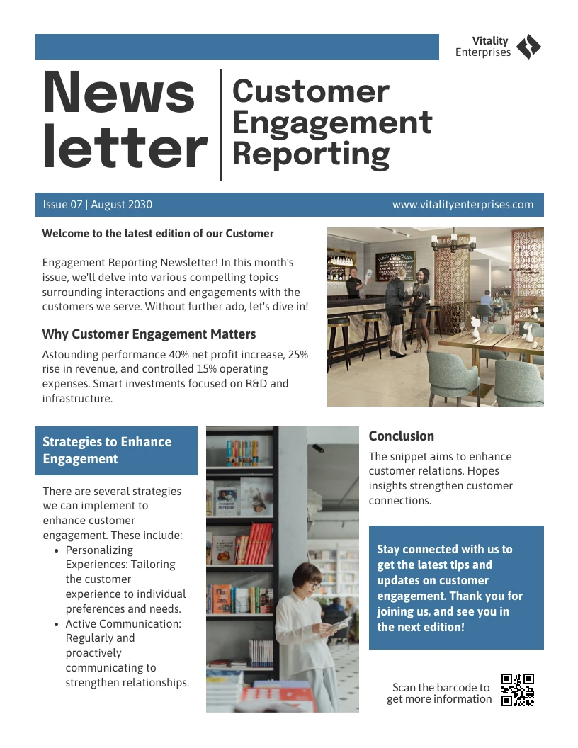 Customer Engagement Reporting Newsletter Template - Venngage