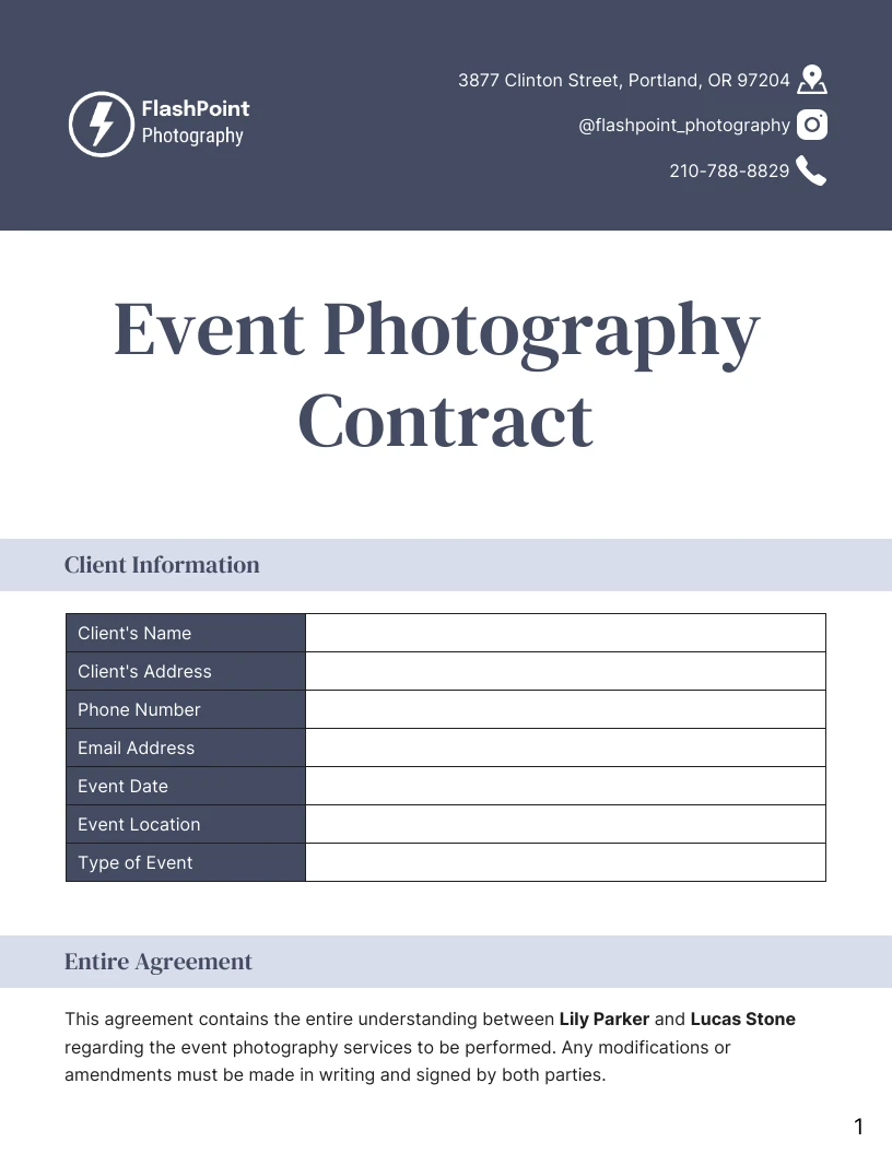 Event Photography Contract - Venngage