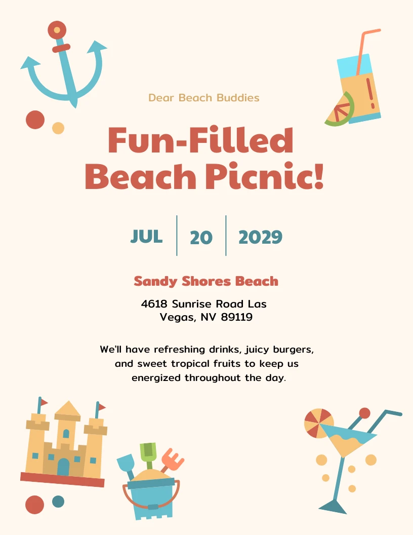 Colorful Summer Illustration Picnic Invitation - Venngage