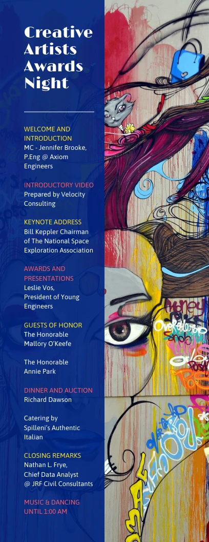 Artist Awards Gala Event Program Template - Venngage