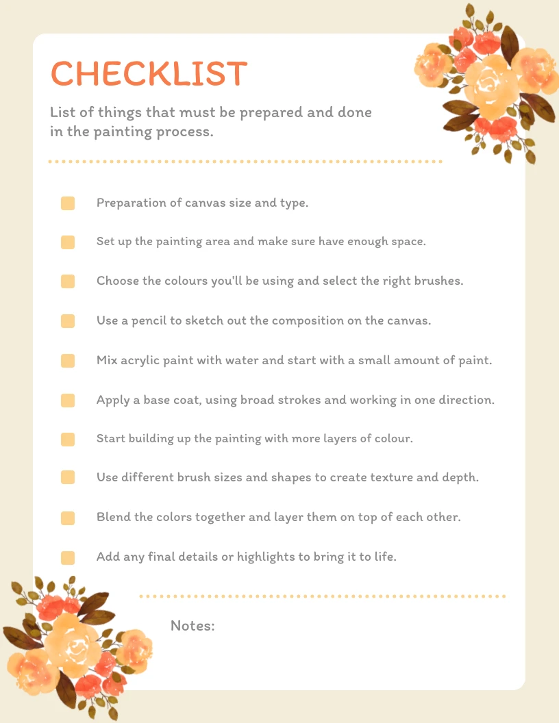 Yellow Project Painting Preparation List Template - Venngage