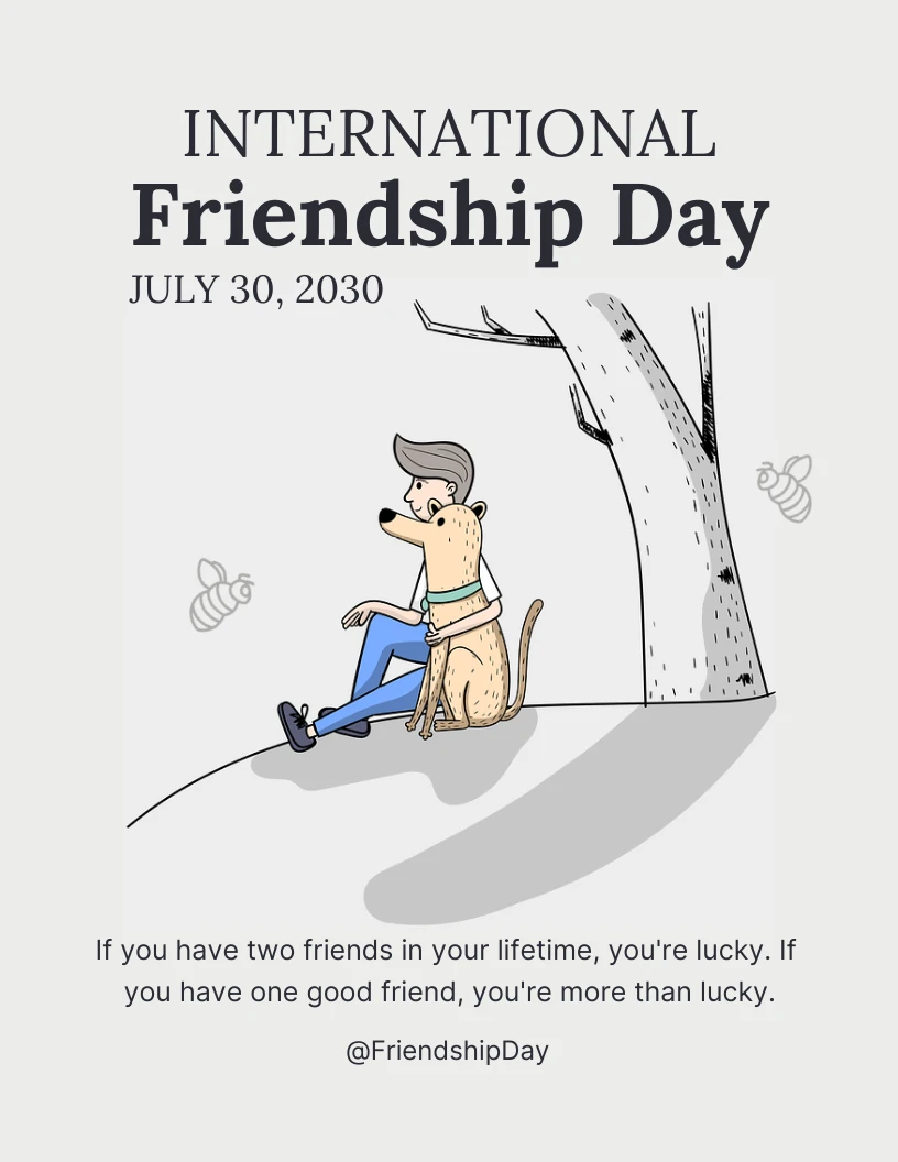 Light Grey Simple Illustration International Friendship Day Poster ...