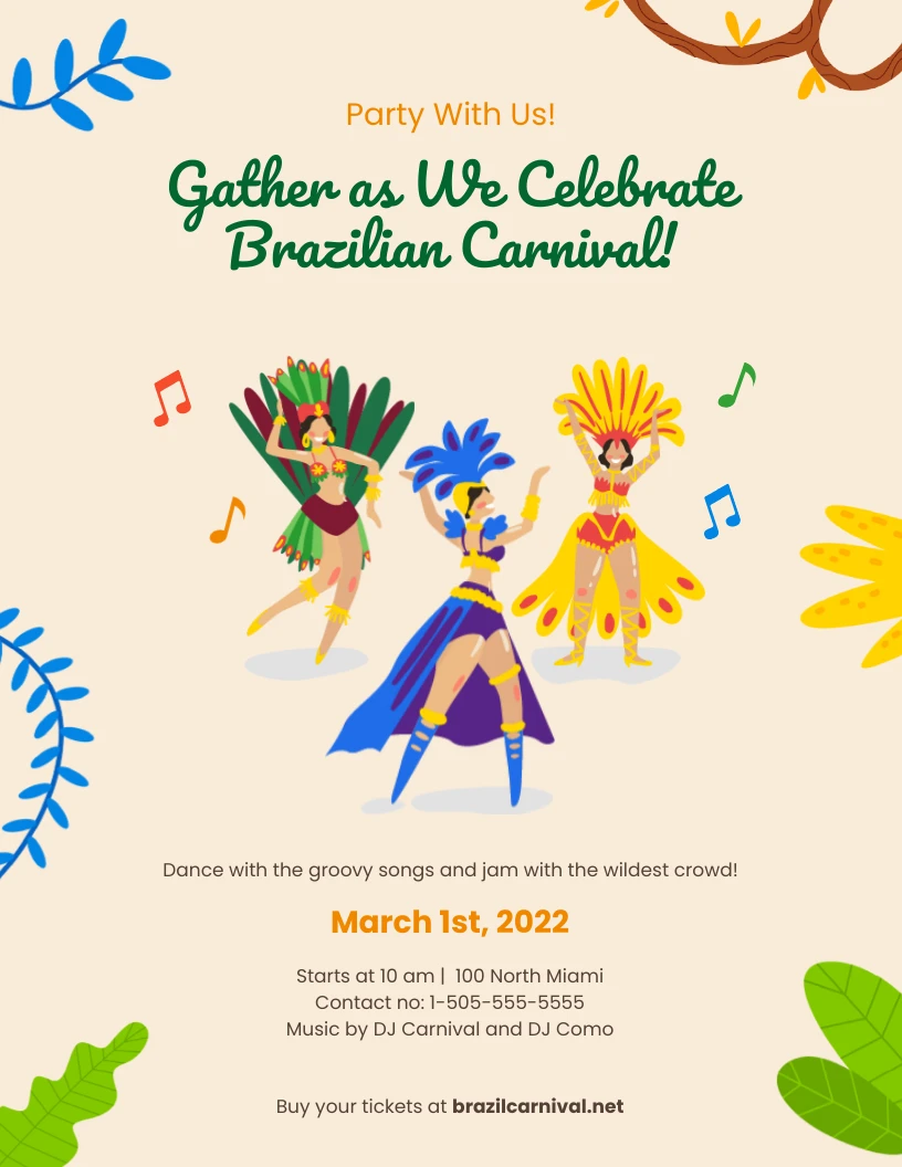 Modelo de pôster de carnaval - Venngage