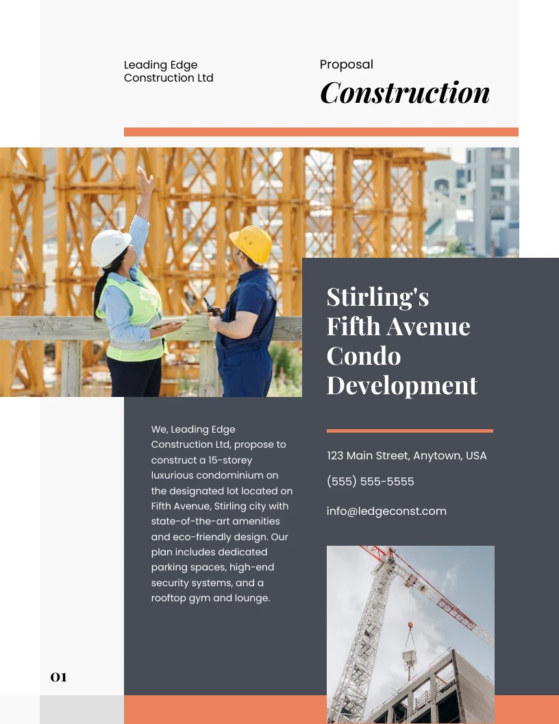 Modern Dark & Orange Proposal Construction Proposal Template - Venngage