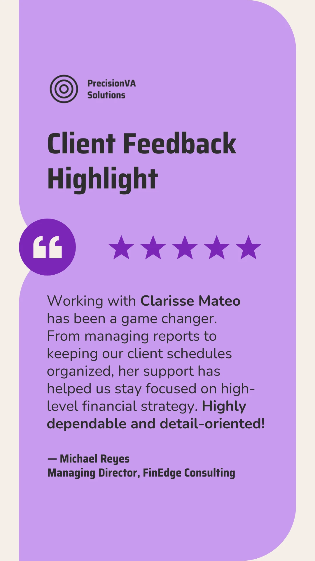 Client Feedback Highlight Instagram Story Template - Venngage