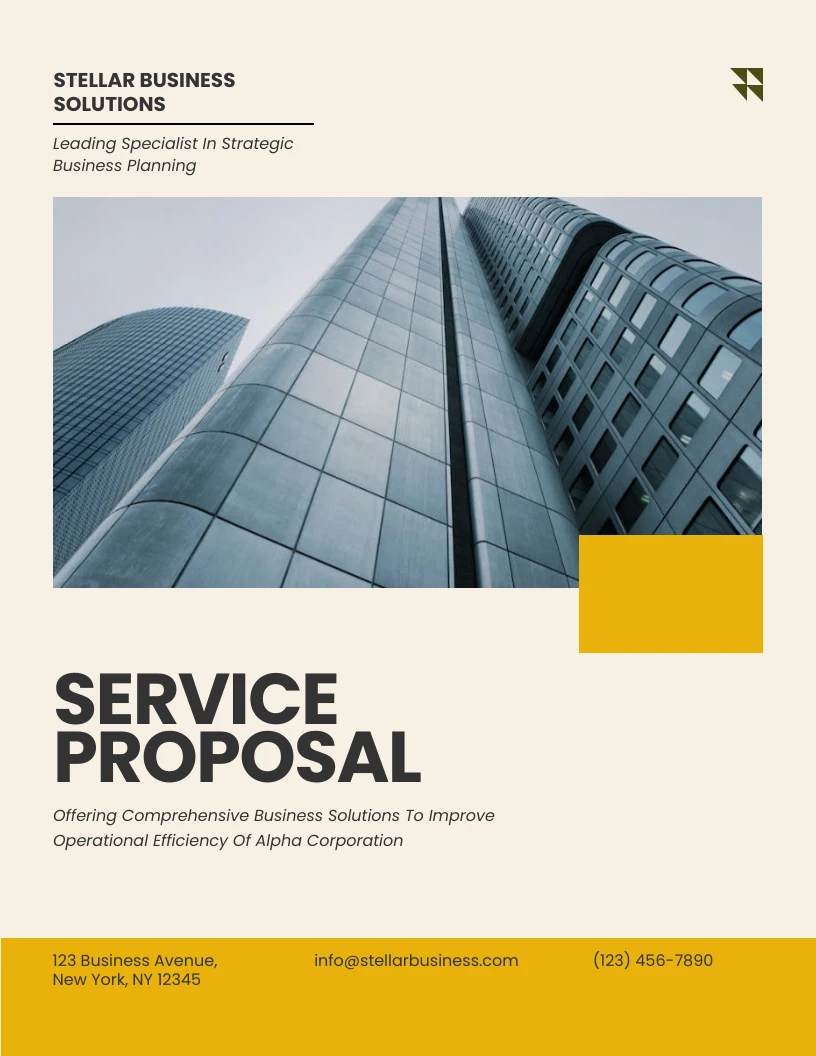 Simple Cream & Yellow Color Service Proposal Template - Venngage