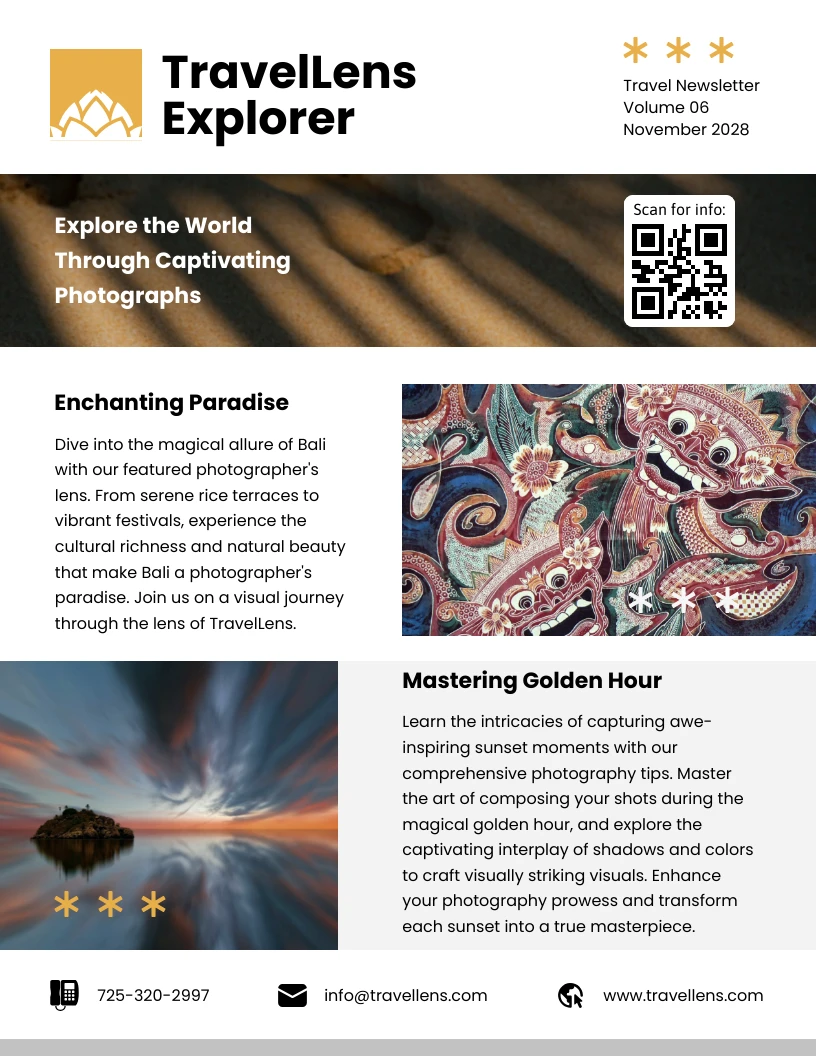 Travel Photography Newsletter Template - Venngage