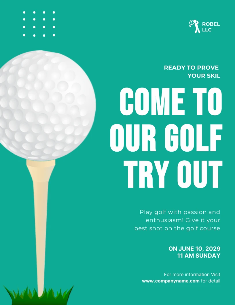 Teal Modern Illustration Golf Try Out Poster - Venngage