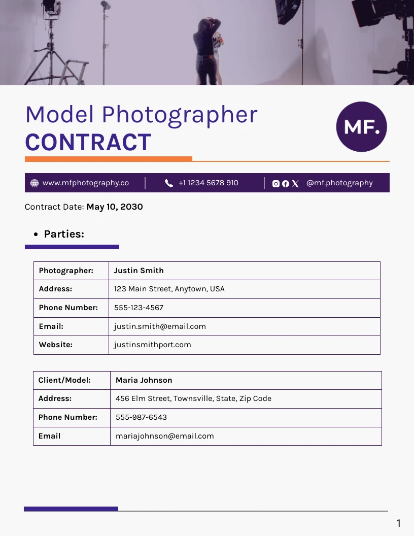 Model Photographer Contract - Venngage