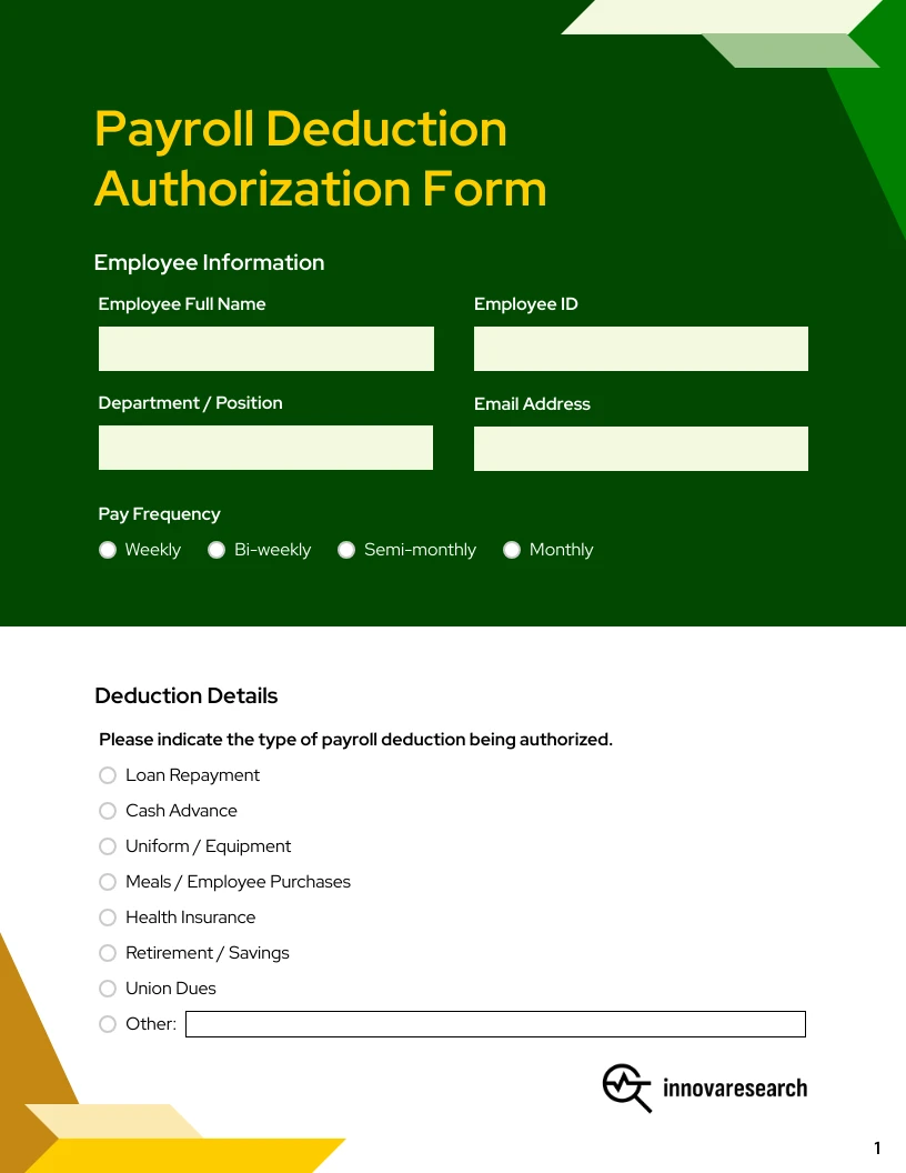 Payroll Deduction Form Template - Venngage