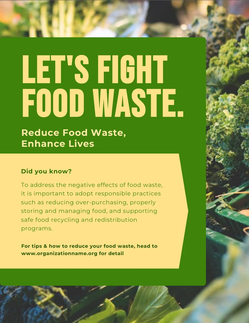 Dark Green Simple Photo Educational Food Waste Poster - Venngage