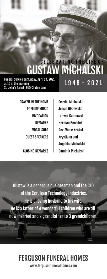 Black White Memorial Event Program Template - Venngage