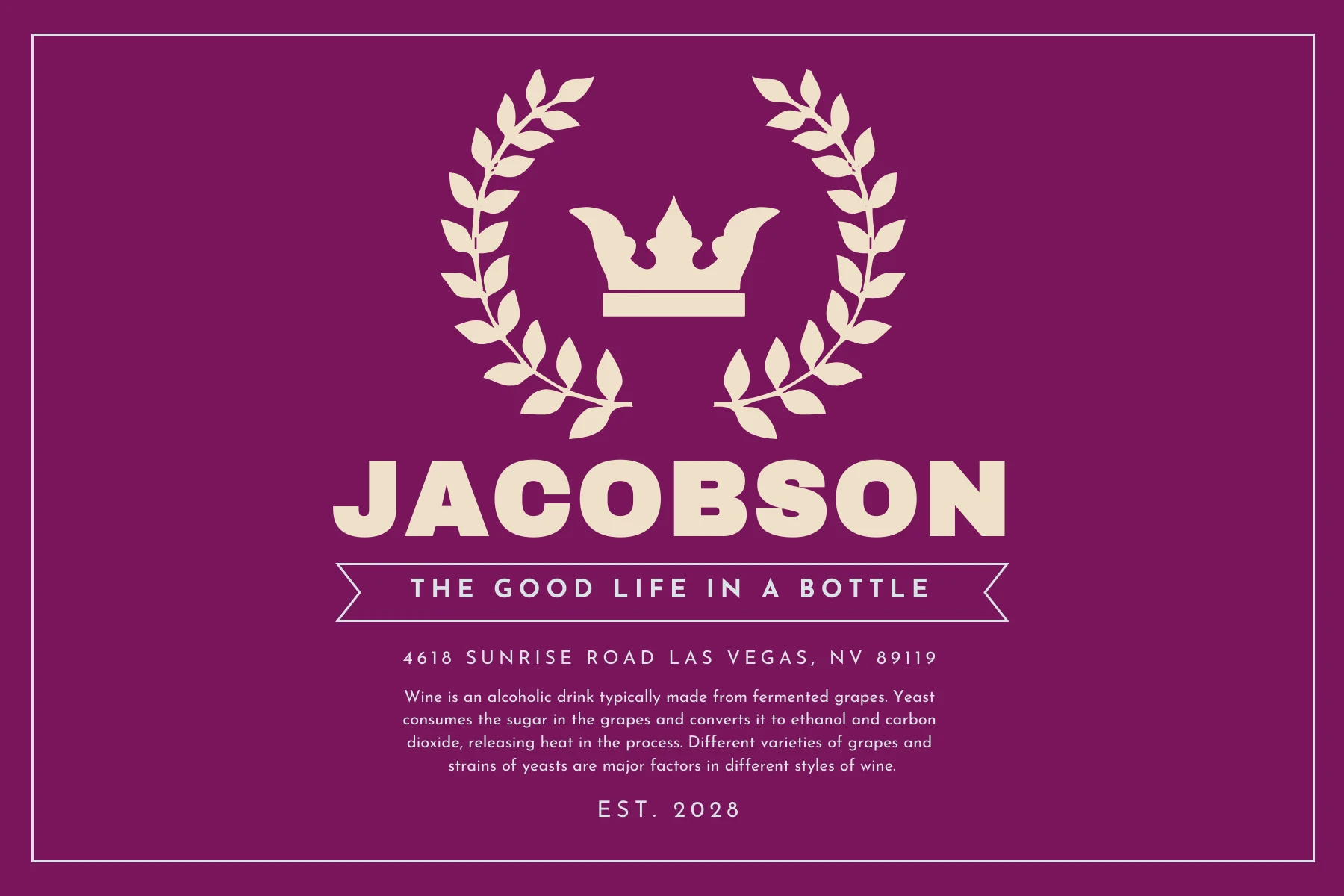 Purple Elegant Wine Label - Venngage