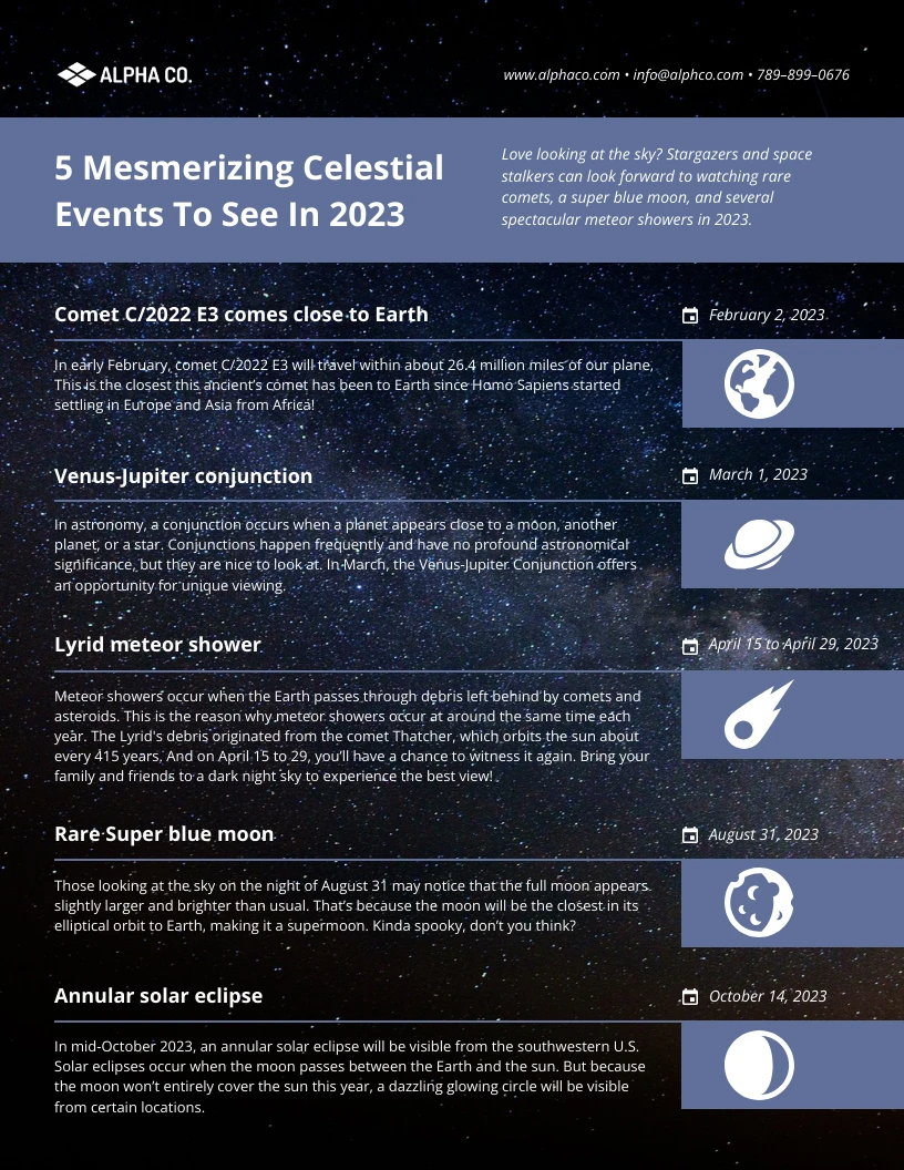Celestial Events Astronomy Infographic Template - Venngage