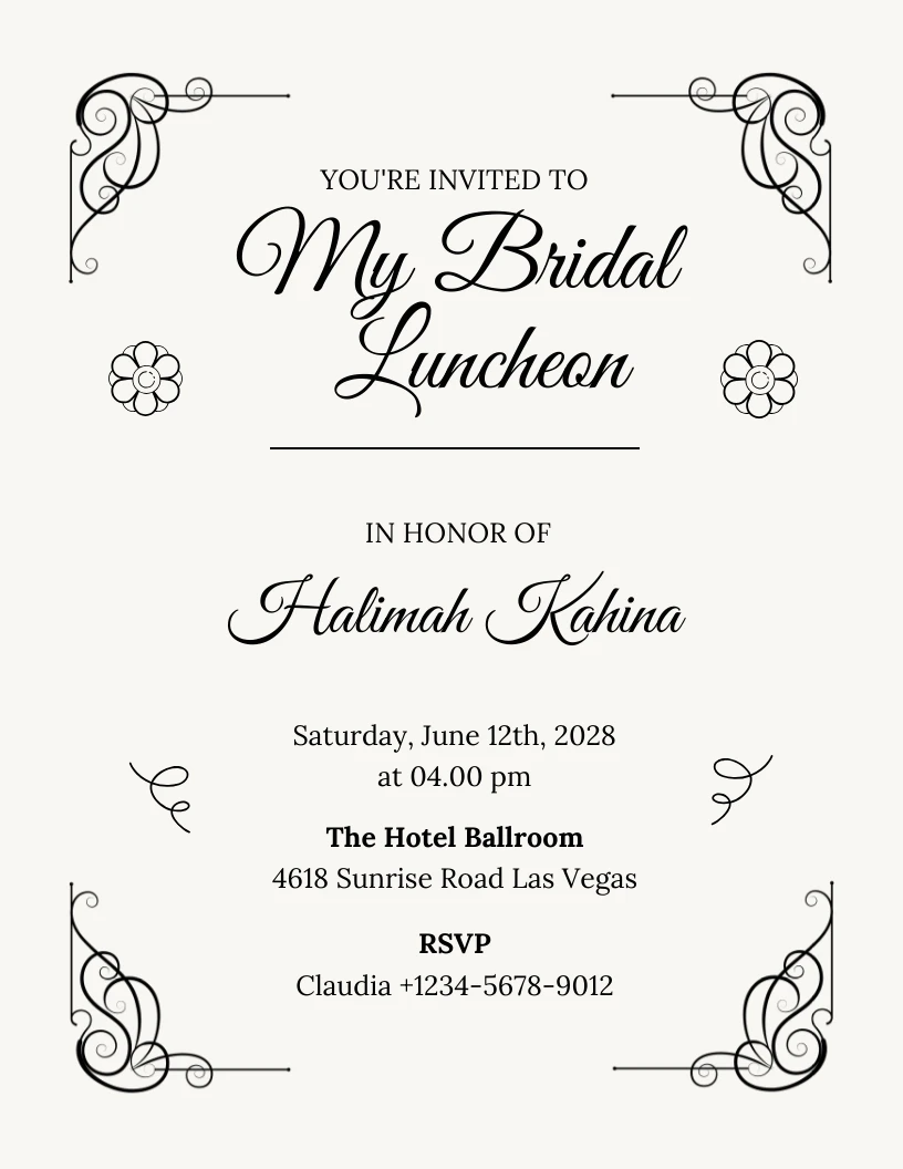Beige Classic Vintage Bridal Luncheon Invitation - Venngage