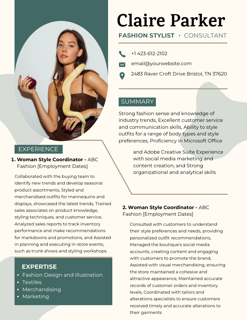 Green Blob Job Resume Template - Venngage