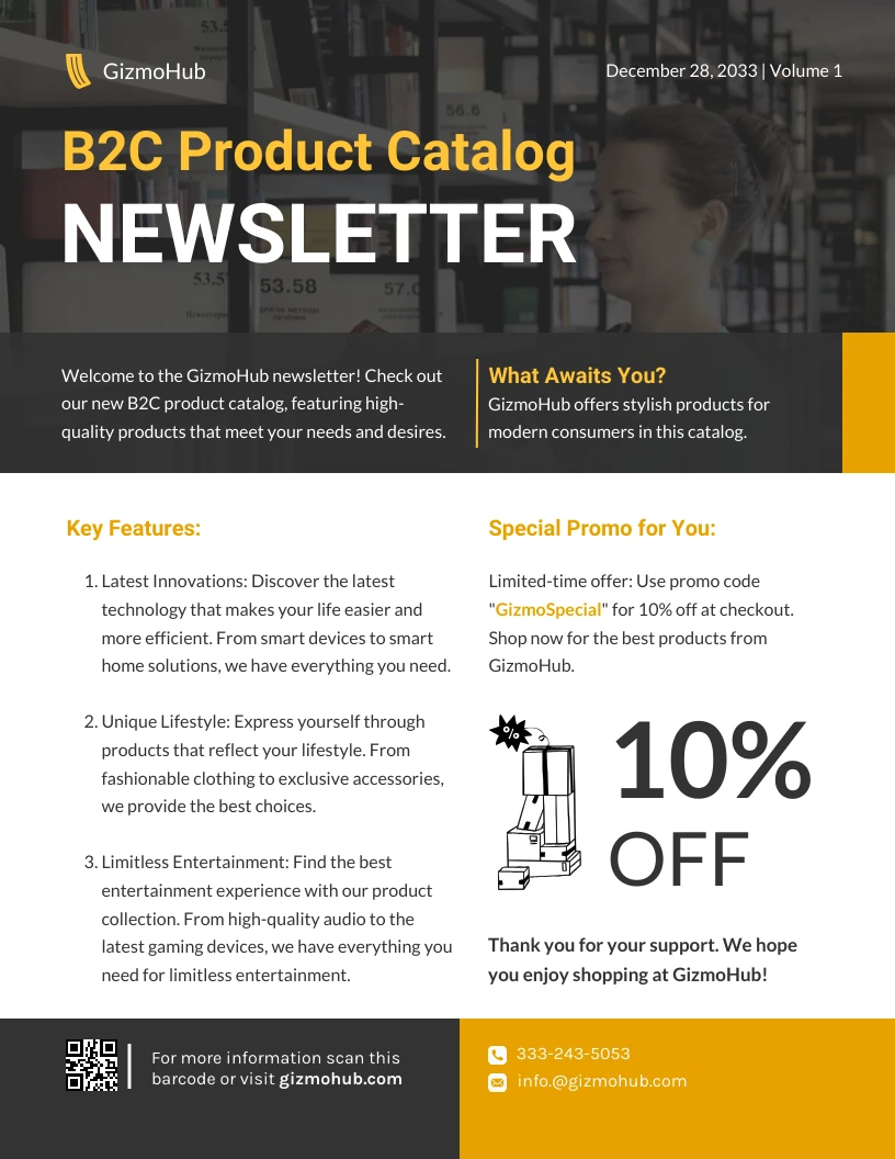 B2C Product Catalog Newsletter Template - Venngage