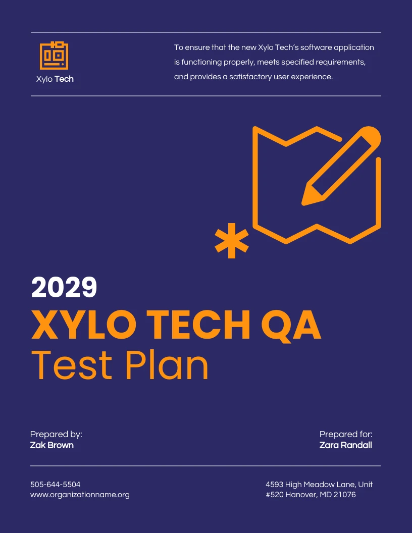 Dark Blue Orange Test Plan Template - Venngage