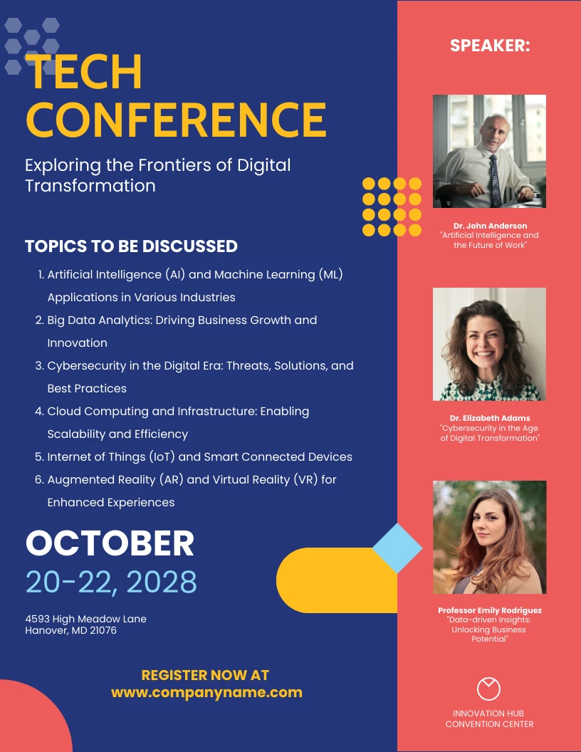 Navy And Red Modern Playful Professional Tech Conference Poster - Venngage