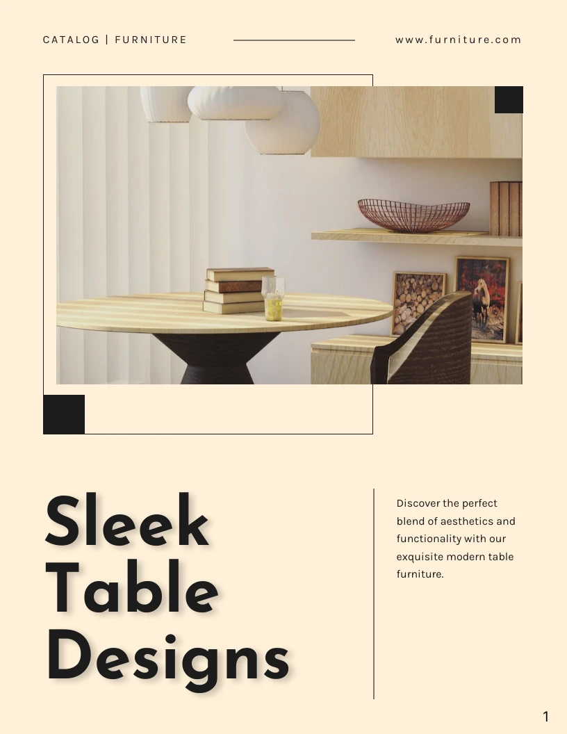 Sleek Table Designs Catalog Template - Venngage