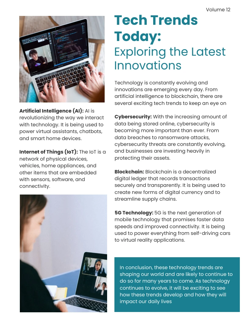 Teal Tech Trends Today Newsletter Template - Venngage