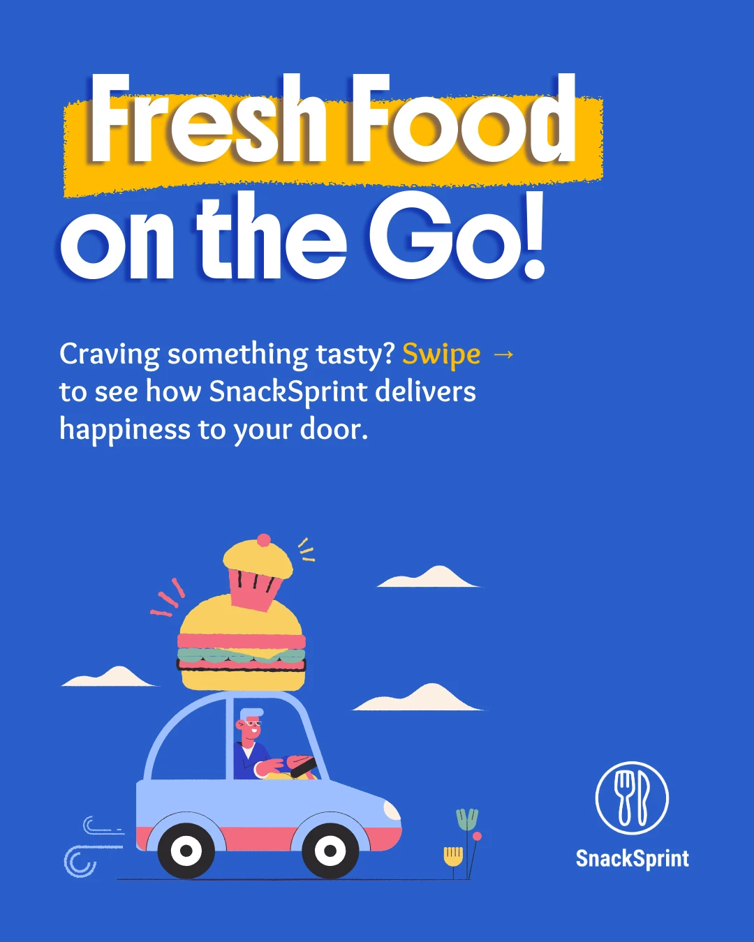 Food Delivery Promotional Social Media Carousel Template - Venngage