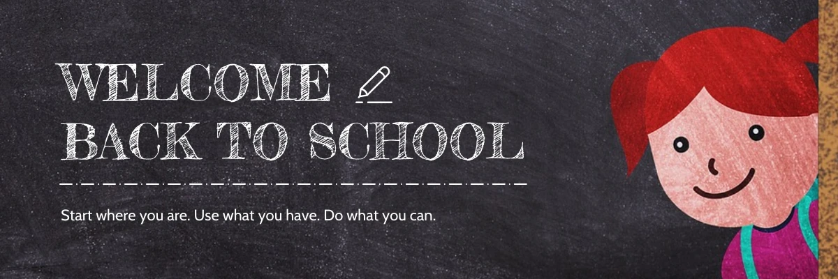 Black Texture Simple Illustration Welcome Back To School Banner - Venngage